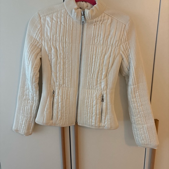 Prada | Jackets & Coats | Prada Cream Quilted Jacket With Standup ...
